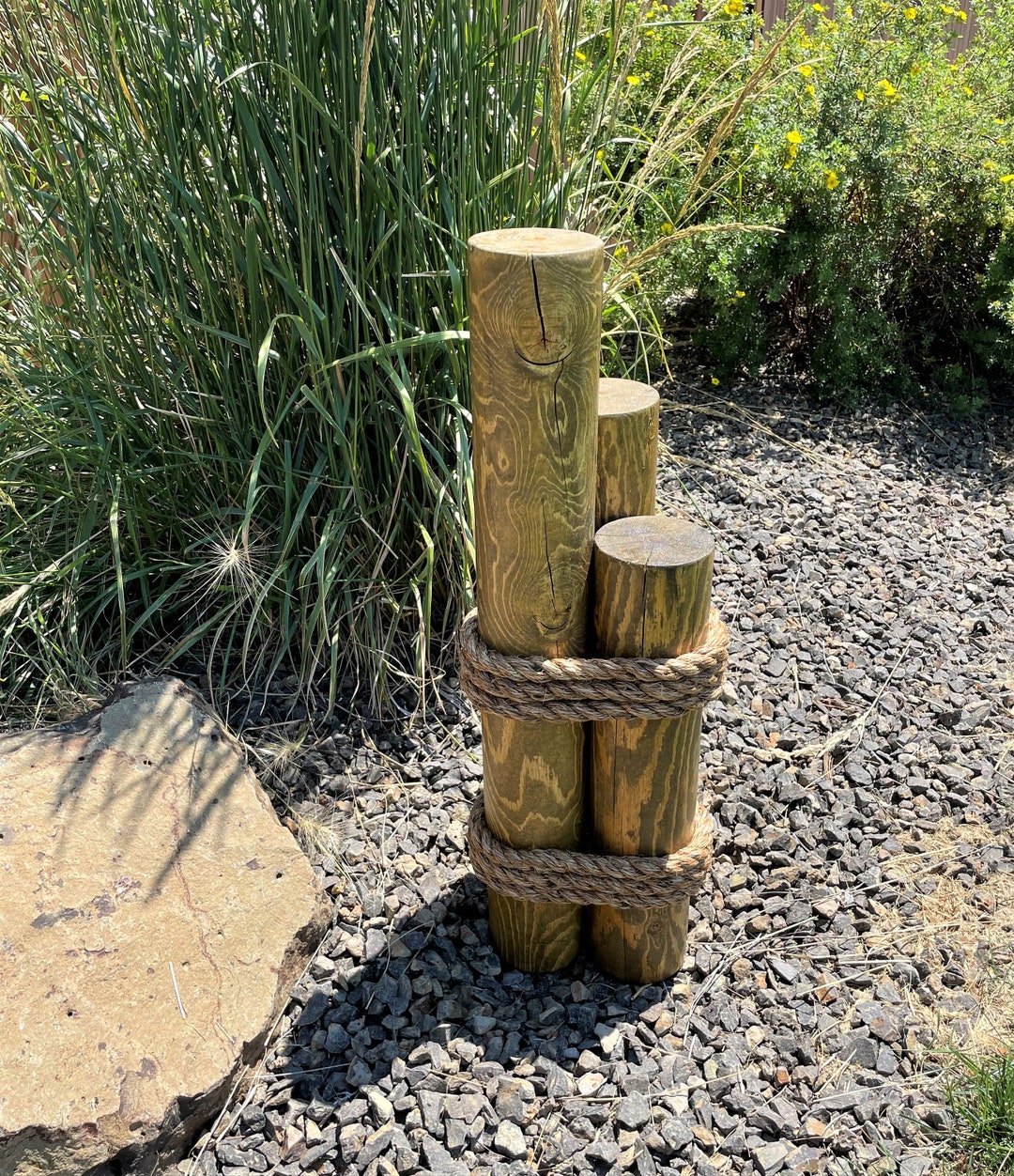 30" Nautical Pilings: Handcrafted Coastal Wood & Manila Rope Decor - Etsy