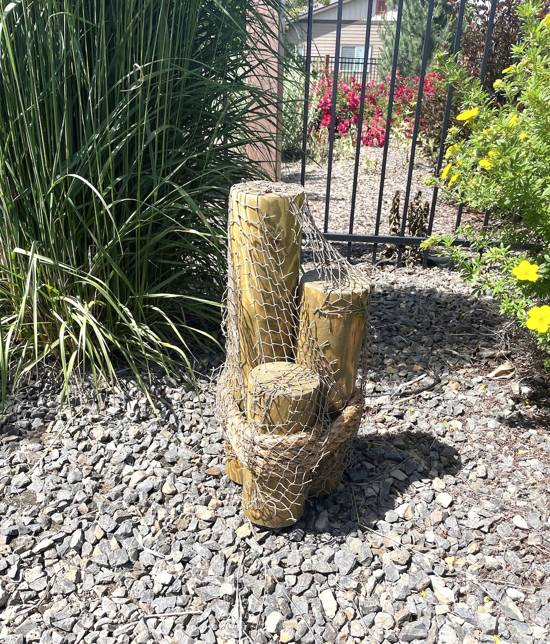 Rustic Pine Wood 20" Nautical Pilings With Manila Rope and Fish Net - Etsy