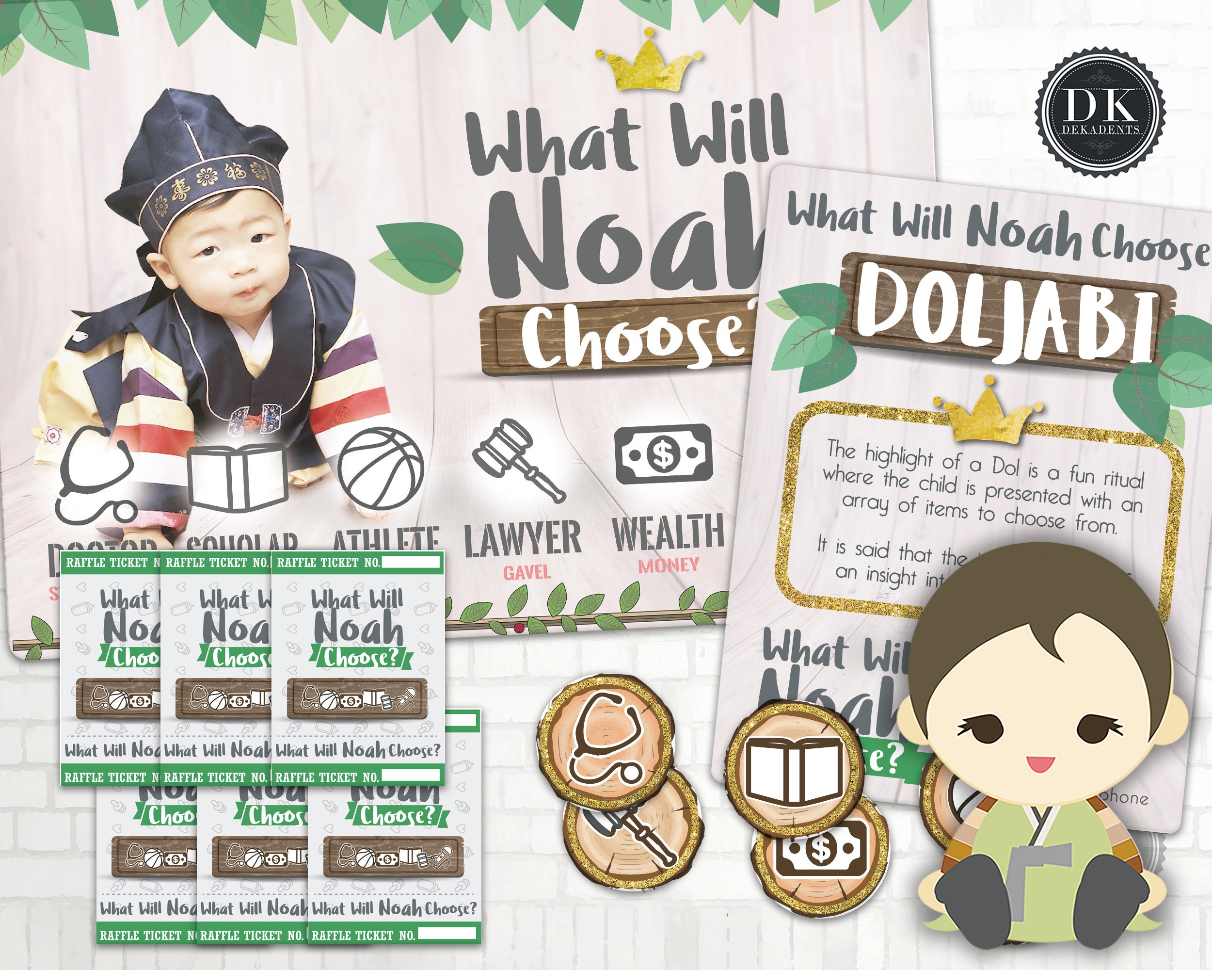 The NOAH Doljabi Kit: Korean First Birthday DOL Printable | Etsy