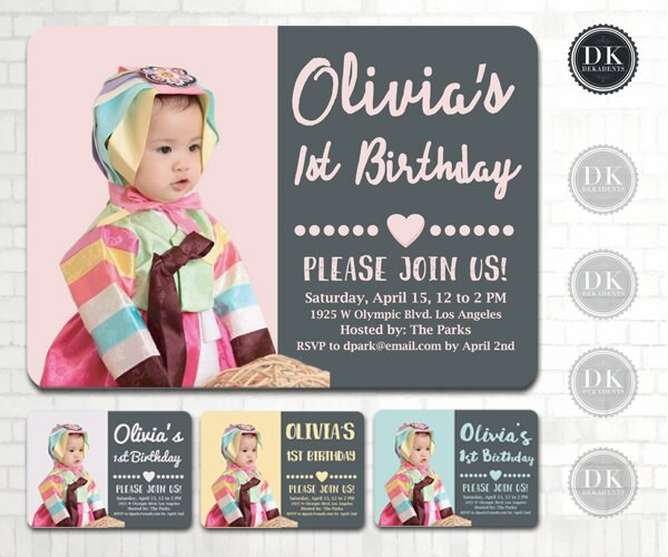 The CLAIRE Party Invitations: Korean First Birthday DOL | Etsy