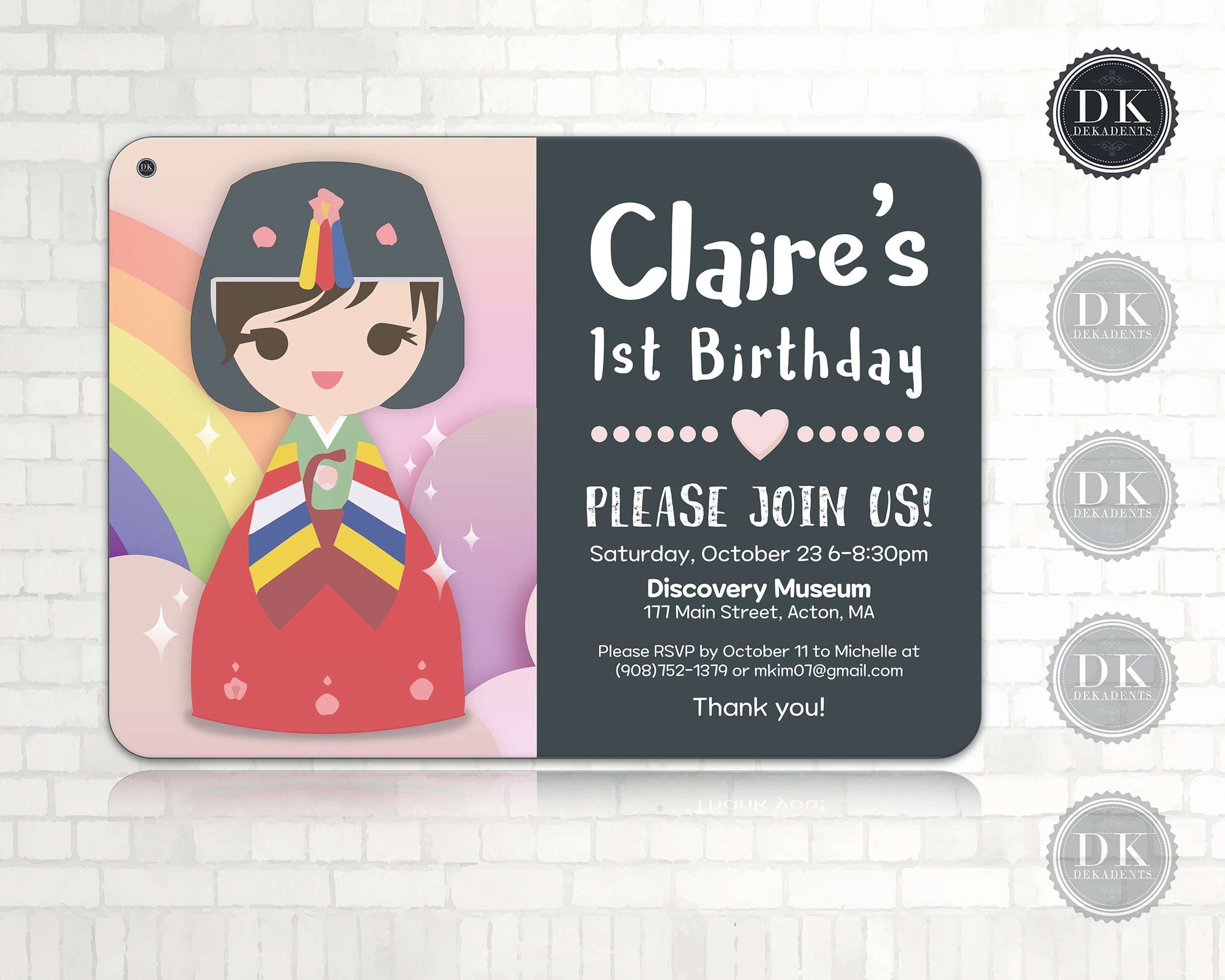 The CLAIRE Party Invitations: Korean First Birthday DOL | Etsy