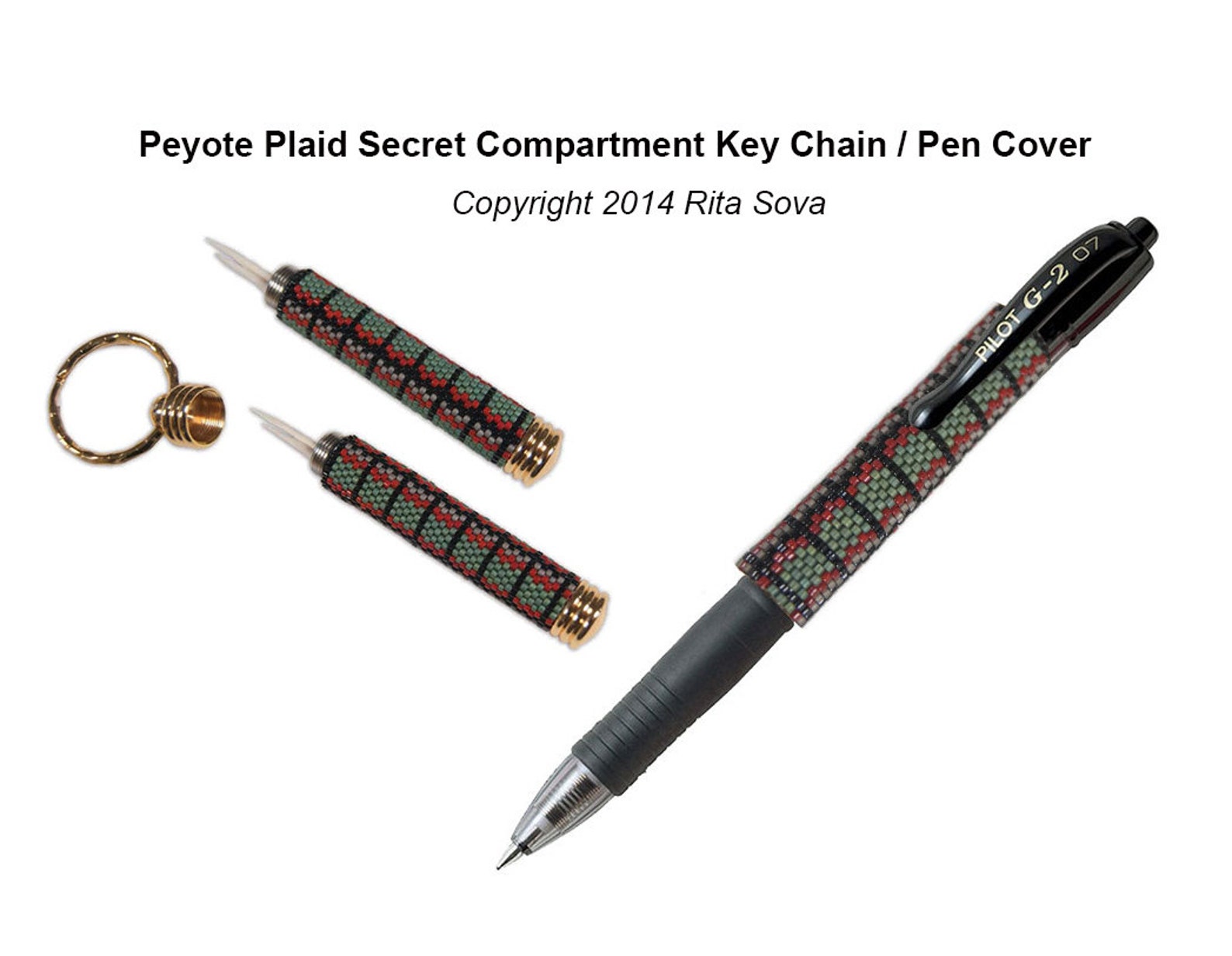 Peyote Plaid Secret Compartment Key Chain or Pen Cover Pattern | Etsy