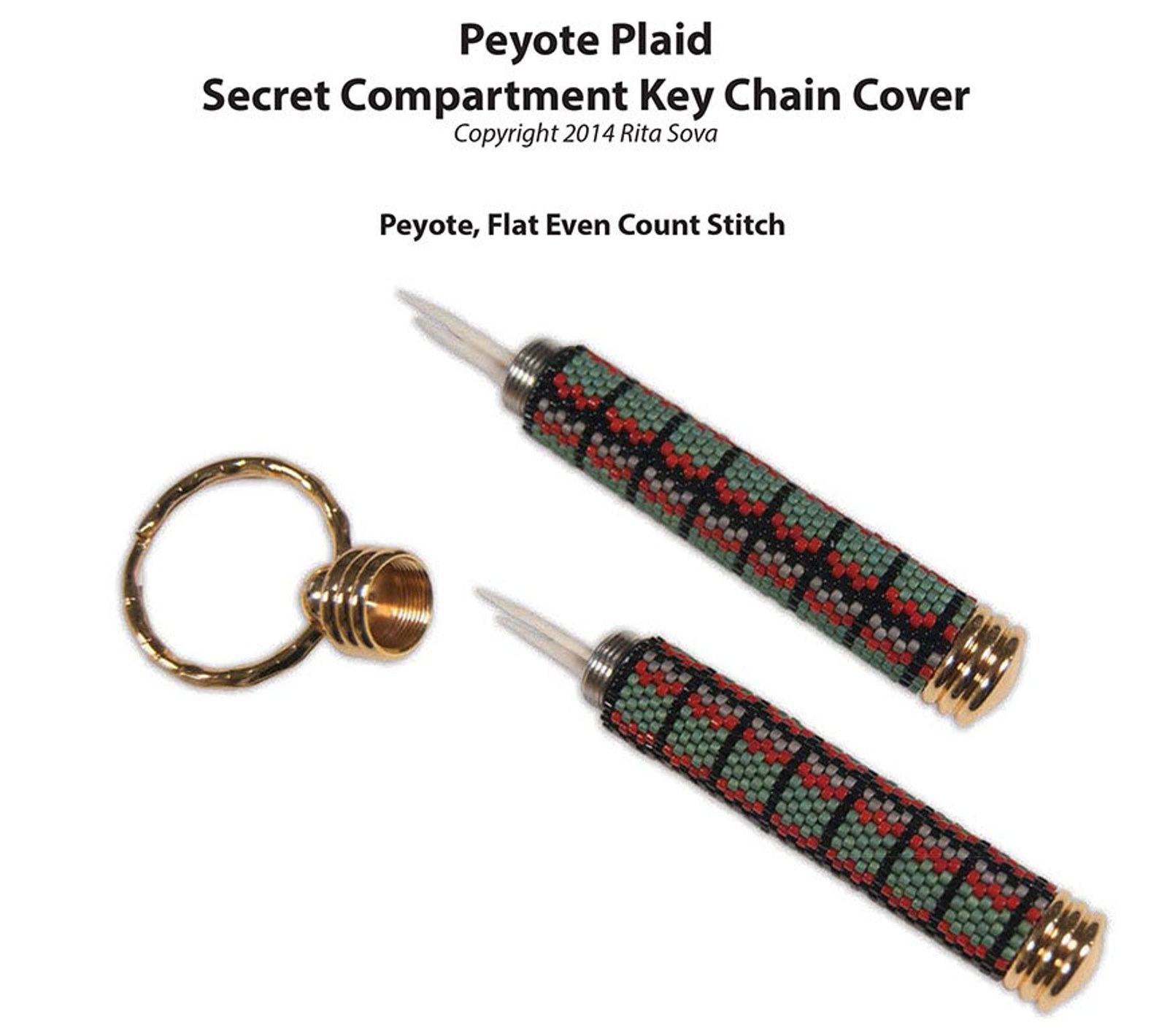 Peyote Plaid Secret Compartment Key Chain or Pen Cover Pattern | Etsy