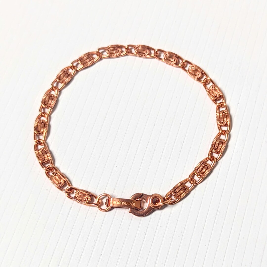 8 Inches Long, 6mm Solid Copper Chain Link Bracelet, Anklet Handmade ...