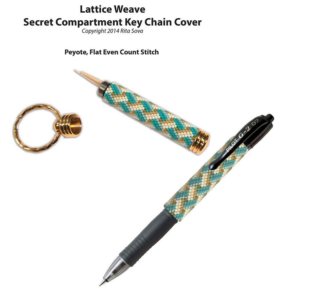 Lattice Weave Beaded Keychain Pattern: Secret Compartment Cover (peyote ...