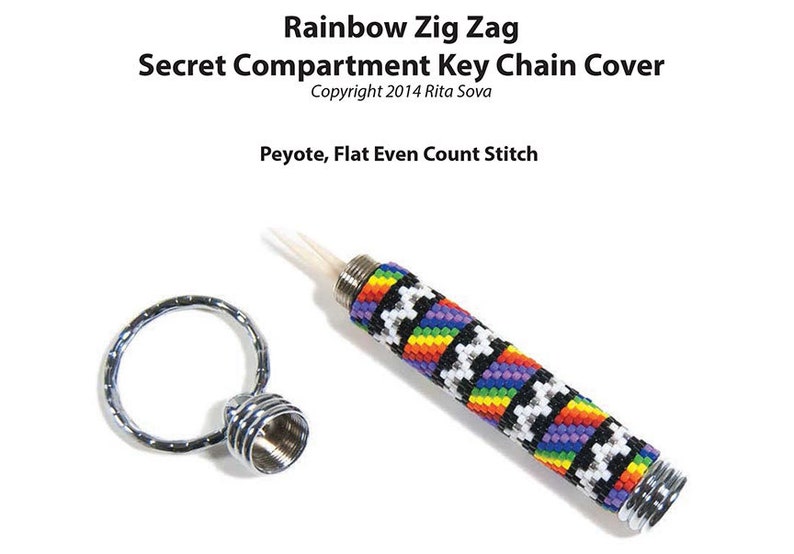 Rainbow Zigzag Secret Compartment Key Chain or Pen Cover | Etsy