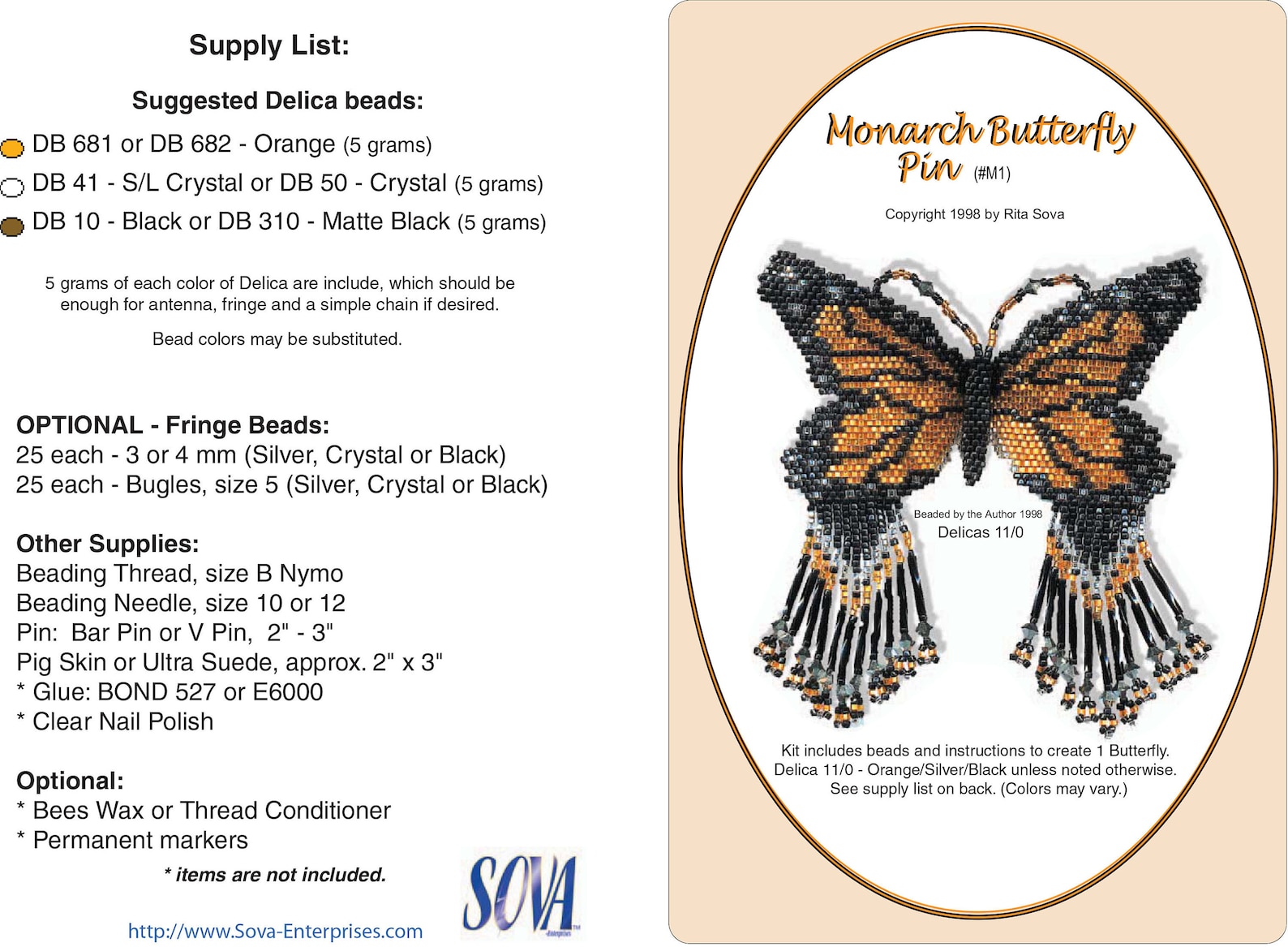 Instant PDF Download Monarch Butterfly Bead Pattern Brick - Etsy