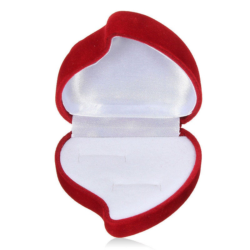 Velvet Heart Shaped Jewelry Ring Display Gift Box, Red - Etsy