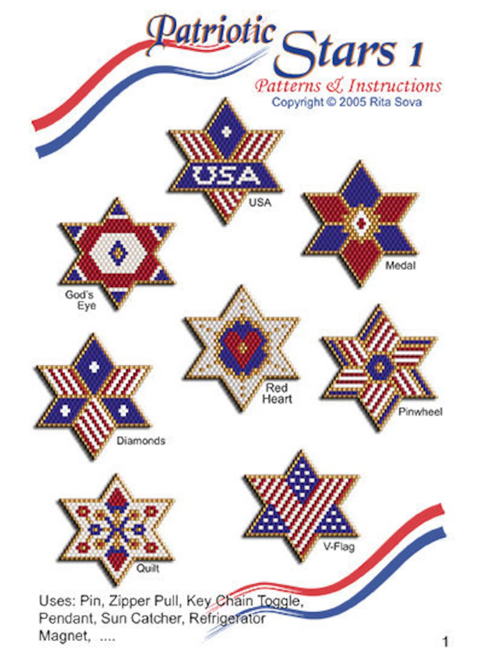 Patriotic Stars 1 Beading Pattern Tutorial - Instant PDF Download - Etsy