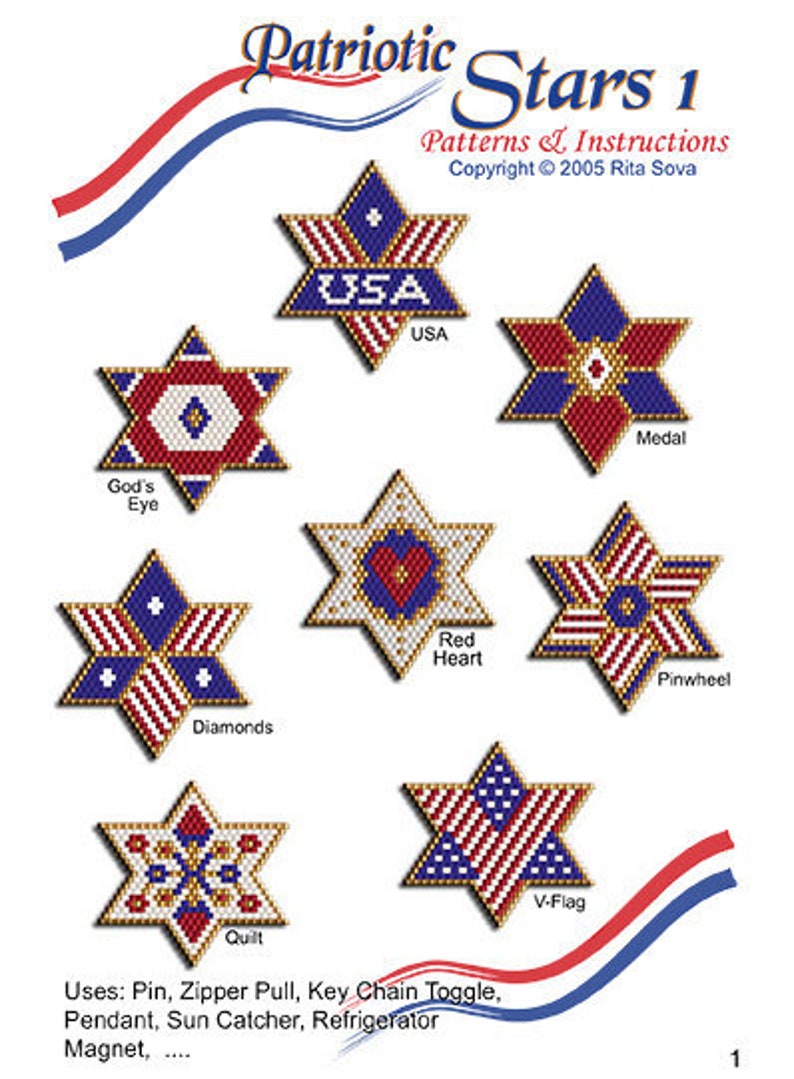 Patriotic Stars 1 Beading Pattern Tutorial Instant PDF - Etsy