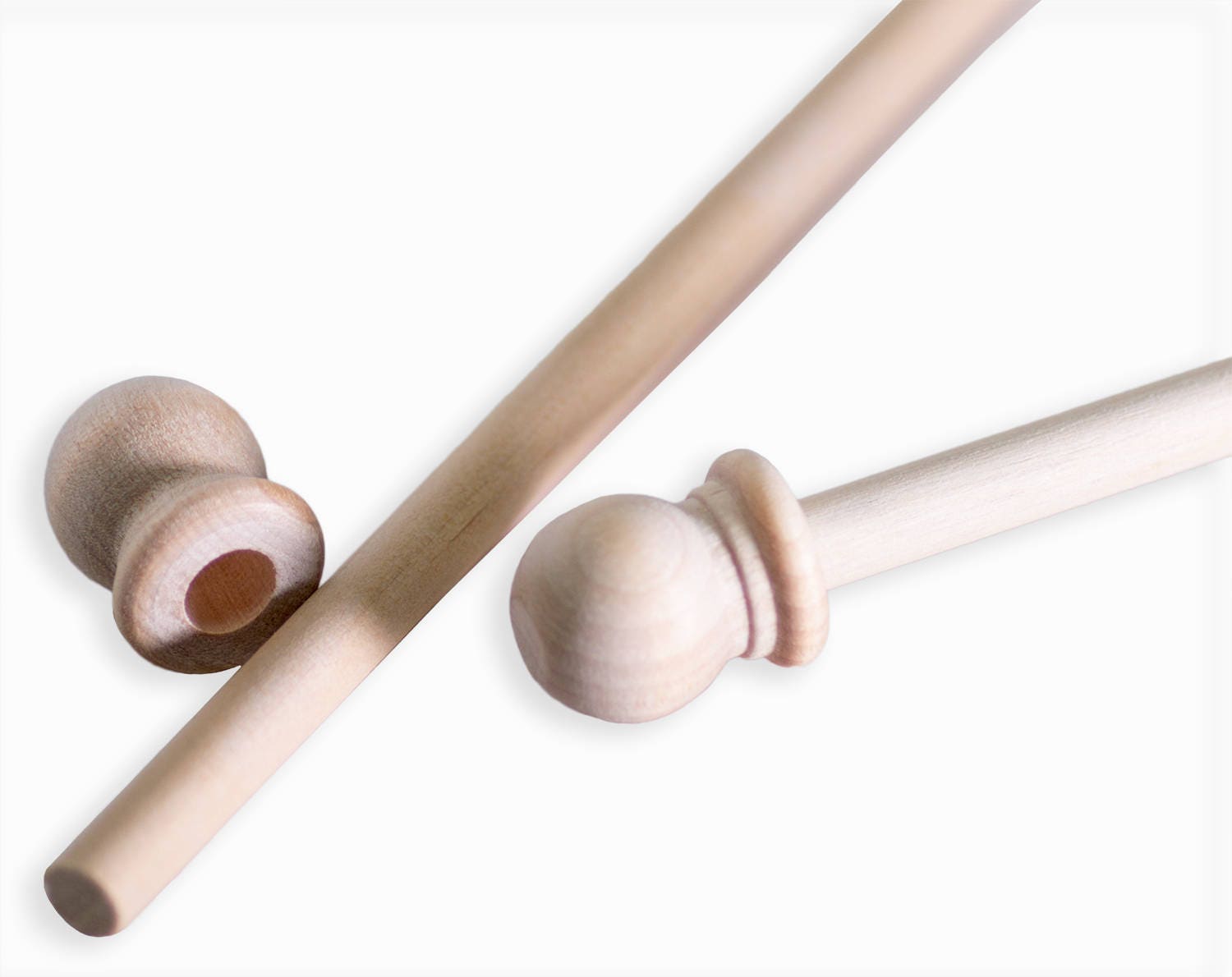 12pack Wood Finial Dowel Cap End "1-1/16" X 1" With 1/2" Hole (SE25114 ...