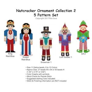 Nutcracker Pendant or Ornament Collection 2 - 5 Pattern Set - Beaded ...