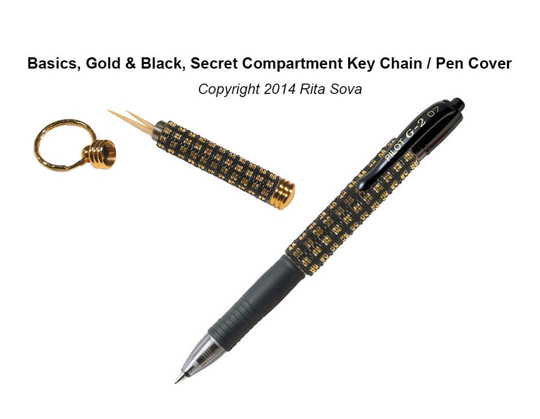 Basics Gold & Black Secret Compartment Key Chain or Pen Cover Pattern ...