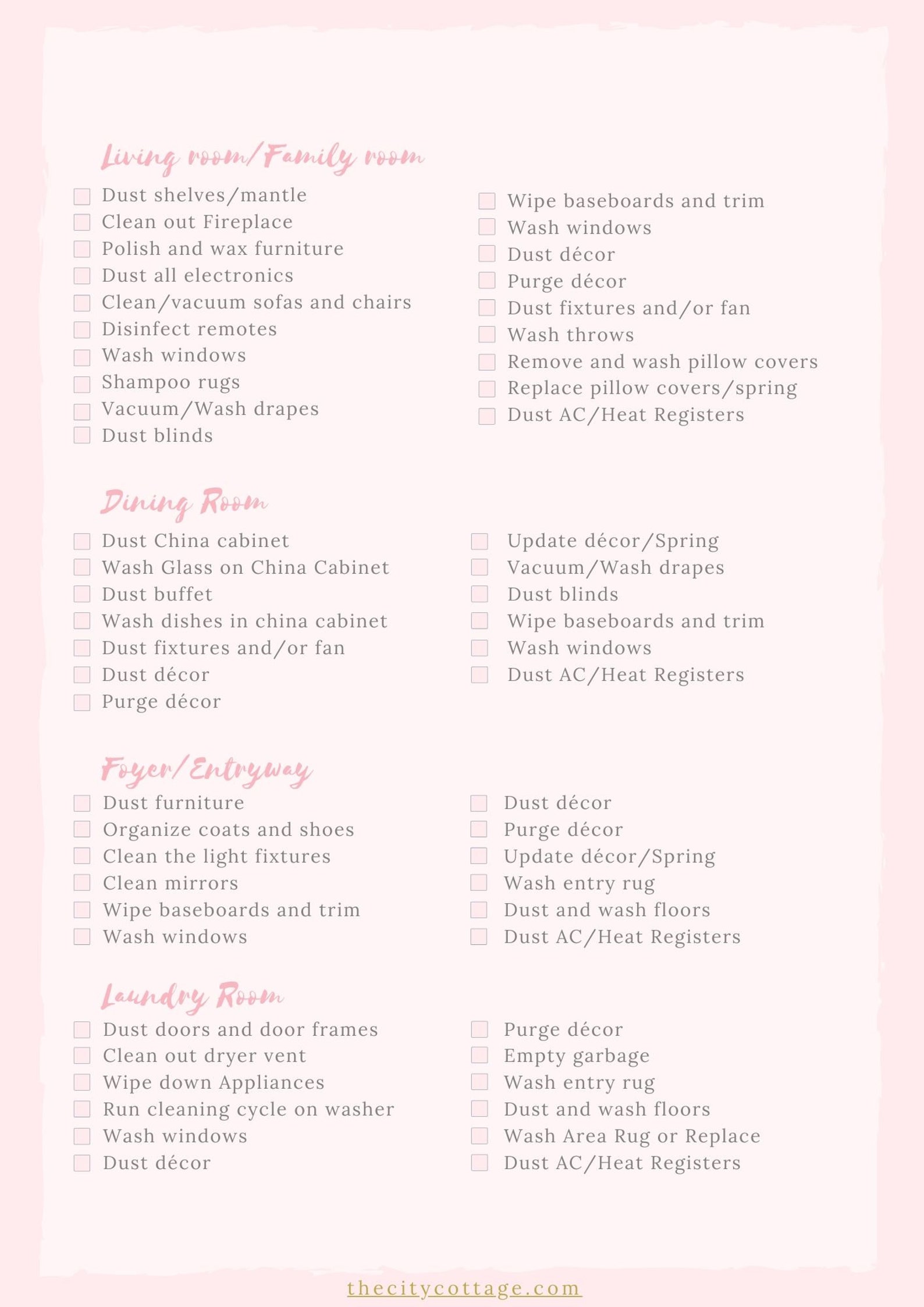 Spring Cleaning Checklist Checklist Printable Cleaning - Etsy