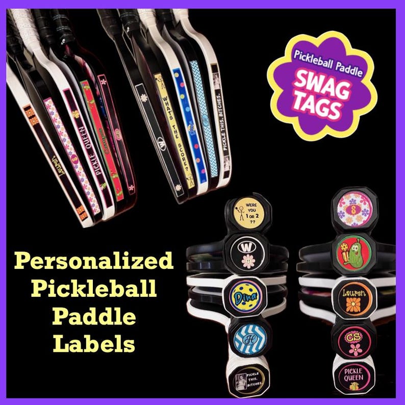 Personalized Pickleball Paddle Stickers Labels Name Tags Ids Set of 3 ...