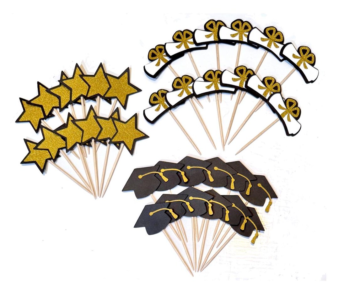Graduation Cupcake Toppers Party Decor Centerpiece Designs 3 Styles ...