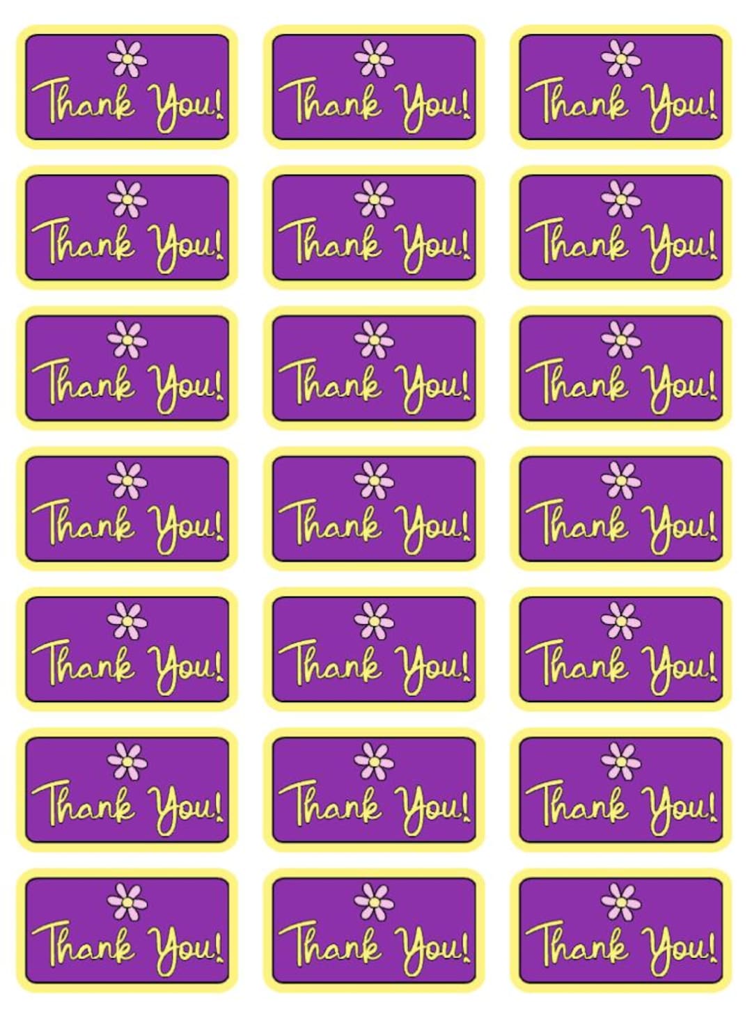Cute Thank-you Stickers Waterproof Vinyl - 21 Stickers, Approx. 1" X 2 ...