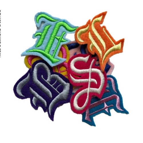 Red Old English Letter Patches Iron on / Sew Retro Alphabet - Etsy