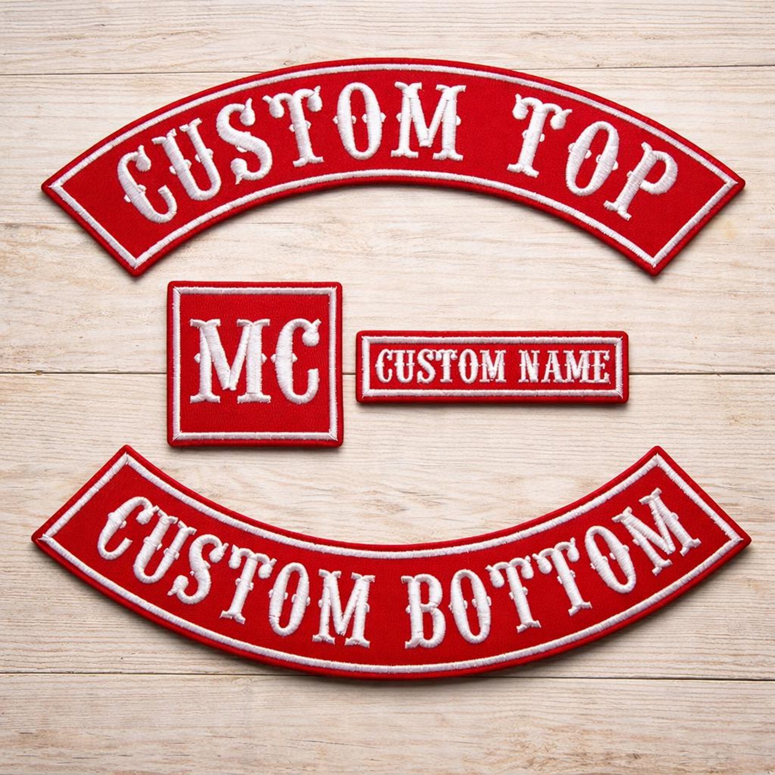 Custom Embroidered Rocker Patch Set, Iron-on Banners for Biker MC ...
