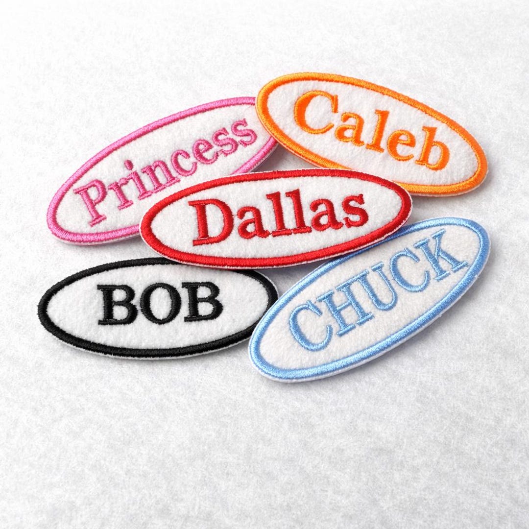 Oval Iron on Name Patch: Custom Embroidered Patches for Jackets, Hats ...
