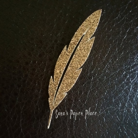 Items similar to 12 Pcs 3 inch Gold Glitter Feather Die cuts - Confetti ...