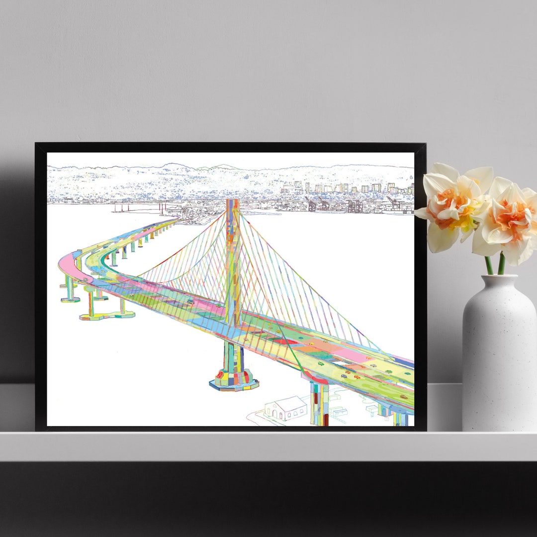 Oakland Bay Bridge Art Print, City Art Prints, Cityscape Print, Local ...