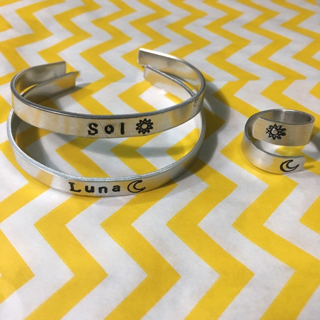 Sol Luna ( Sun& Moon ) Metalstamped Cuff Bracelets or Ring - Etsy