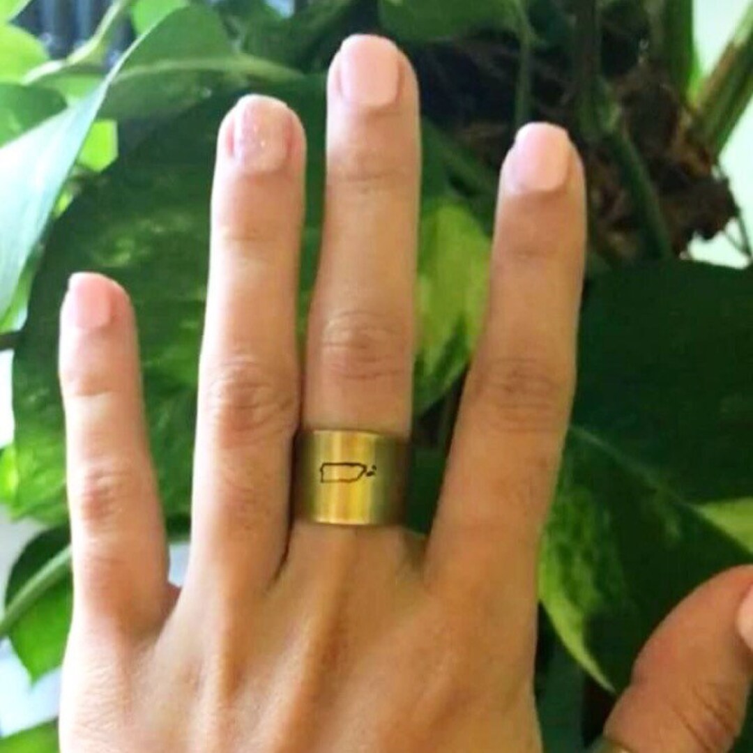 Puerto Rico Metal Stamped Brass Ring. - Etsy