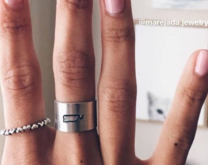 Puerto Rico Metalstamped Ring | Etsy