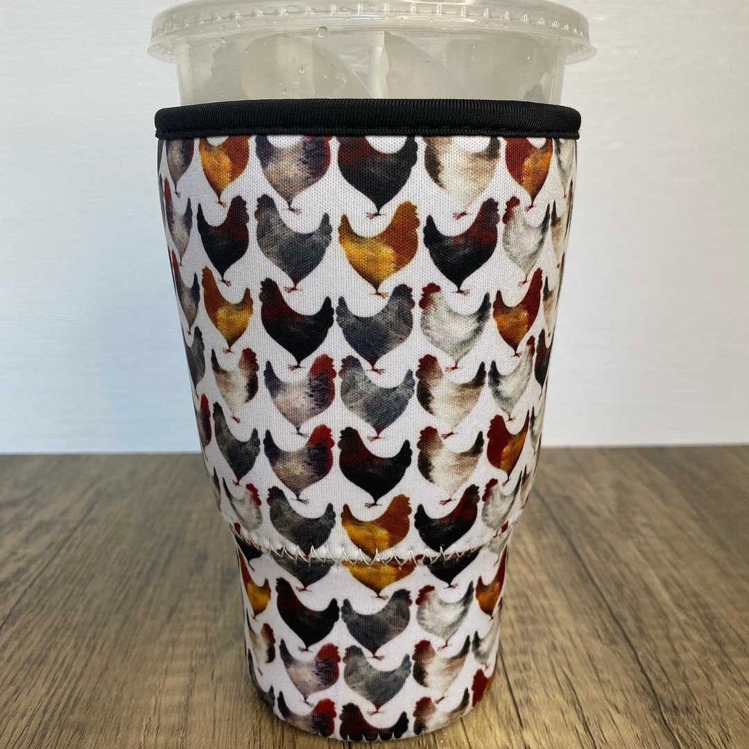 Chicken Print Insulated Drink Sleeve, Chicken Lady Gift, Brew Buddy ...