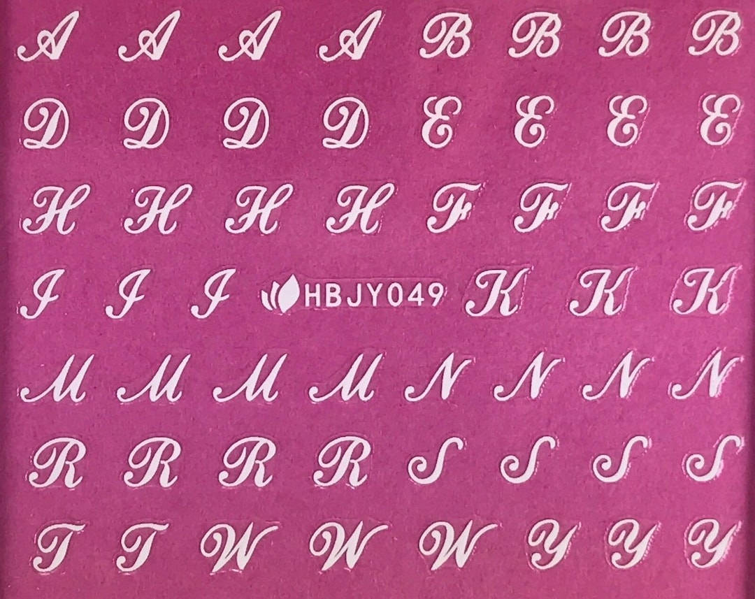 Nail Art 3D Decal Stickers Alphabet Letters Uppercase White HBJY049 - Etsy