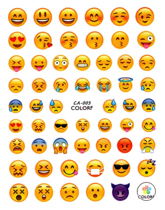 Nail Art 3D Decal Smile Stickers Yellow Smiles CA003 | Etsy