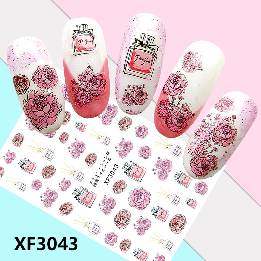 Nail Art 3D Decal Stickers Bottle Perfume Rose XF3043 - Etsy