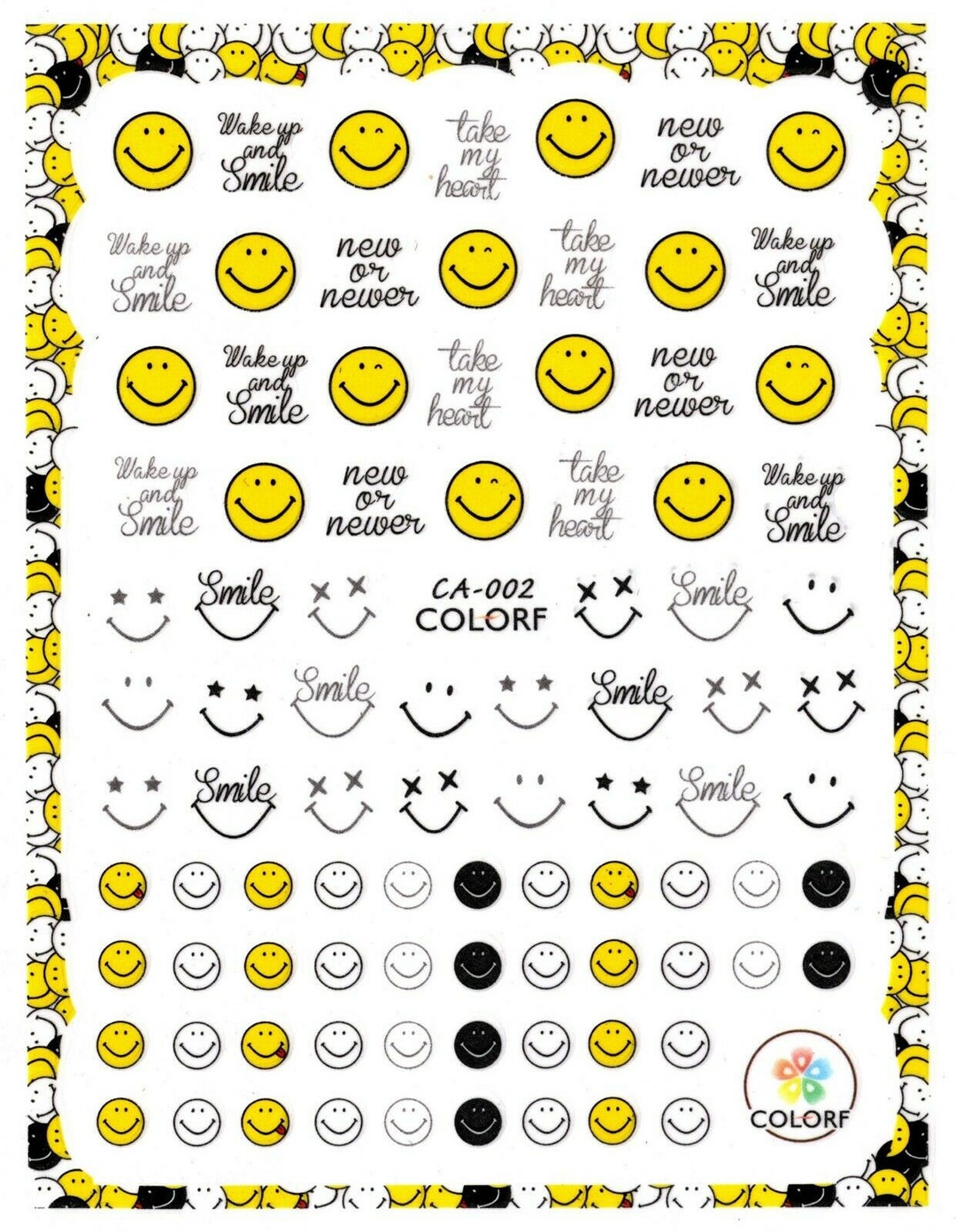 Nail Art 3D Decal Smile Stickers Yellow White Smiles CA002 - Etsy