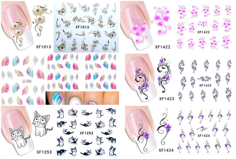 Nail Stickers Feathers / Nail Tattoos / Nail Decals | Etsy