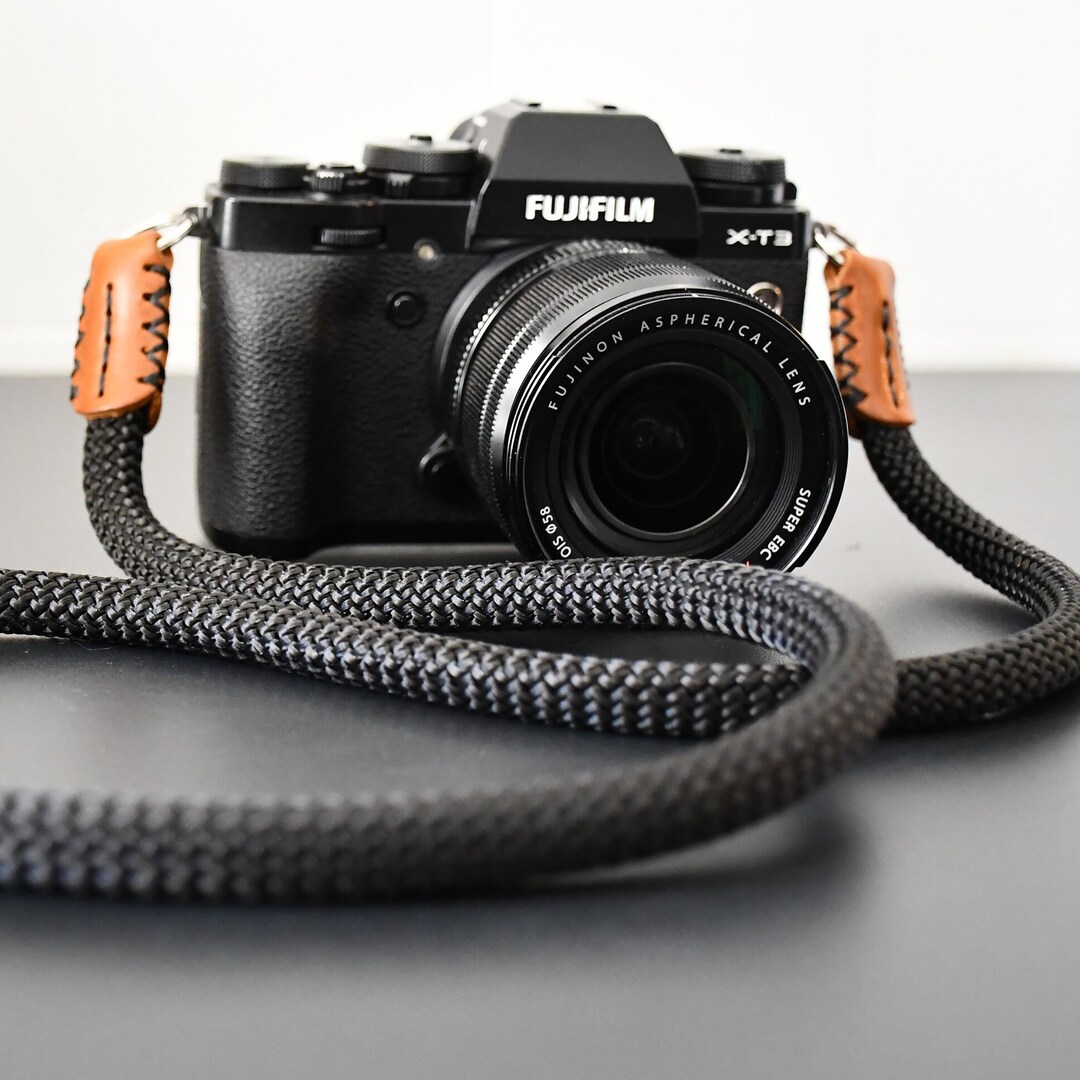 Handmade Black Climbing Rope Camera Strap: Leather Accents - Etsy