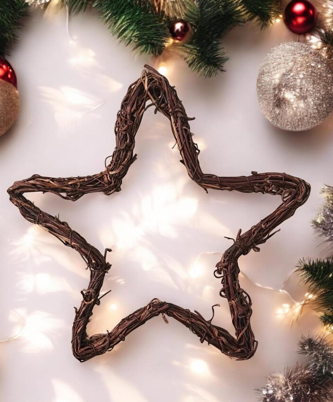 Star Shaped Grapevine Wreath 25cm Rustic Christmas Holidays Stars ...