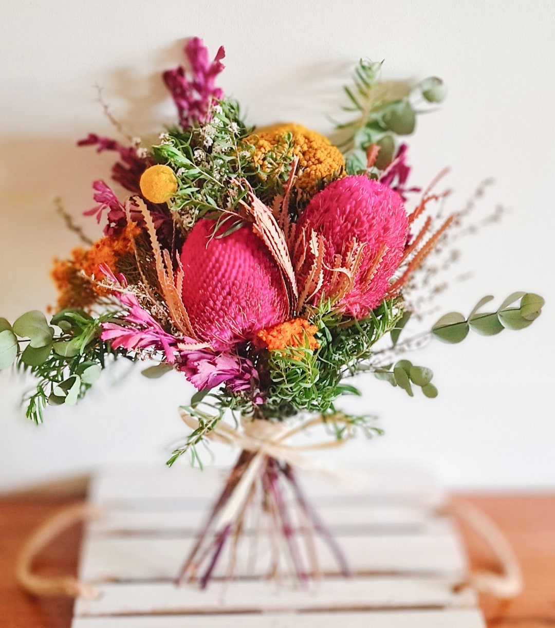 Pink Australian Native Bouquet Dried Flower Arrangement Wedding Bridal ...