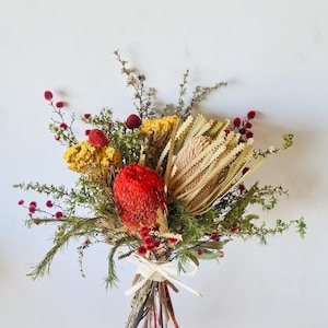 Red Dried Australian Native Flower Arrangement Bunch Bouquet Weddings ...