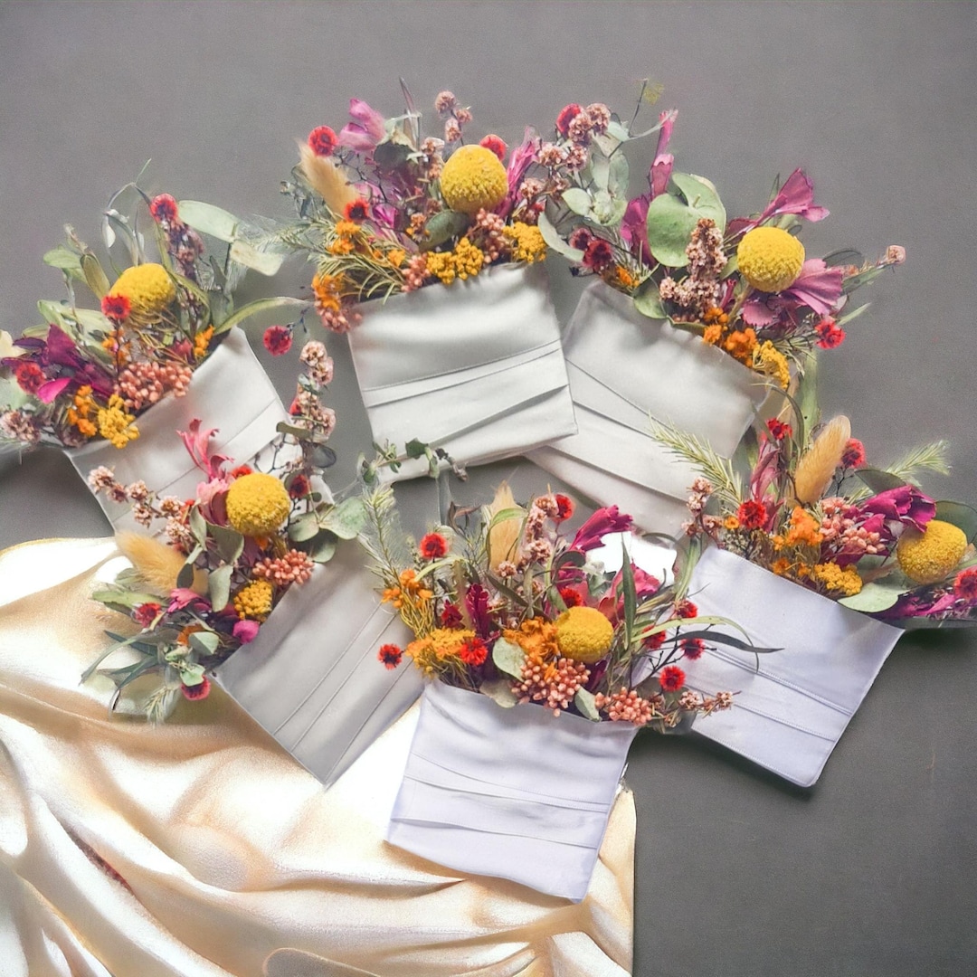 Pocket Square Boutonnière Mens Floral Pocket Flowers Dried Preserved ...