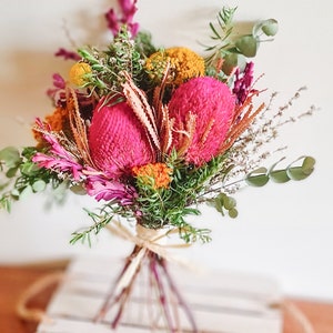 Pink Australian Native Bouquet Dried Flower Arrangement Wedding Bridal ...