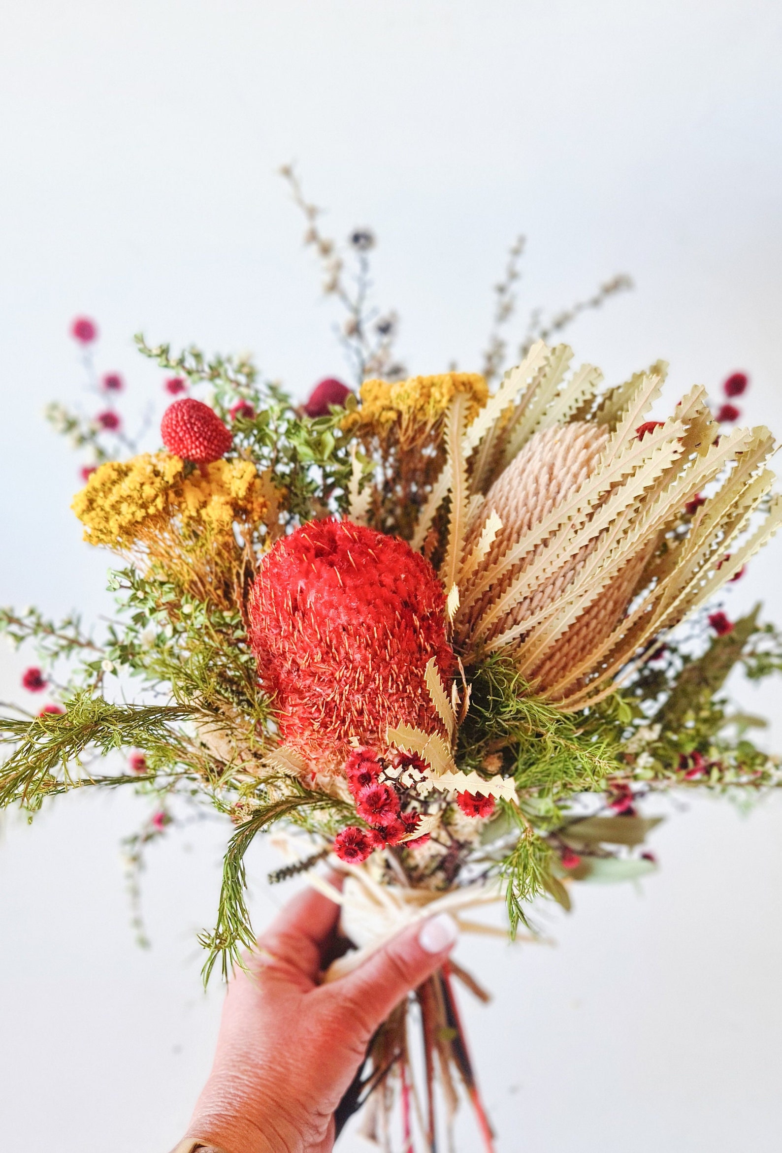 Red Dried Australian Native Flower Arrangement Bunch Bouquet Weddings ...