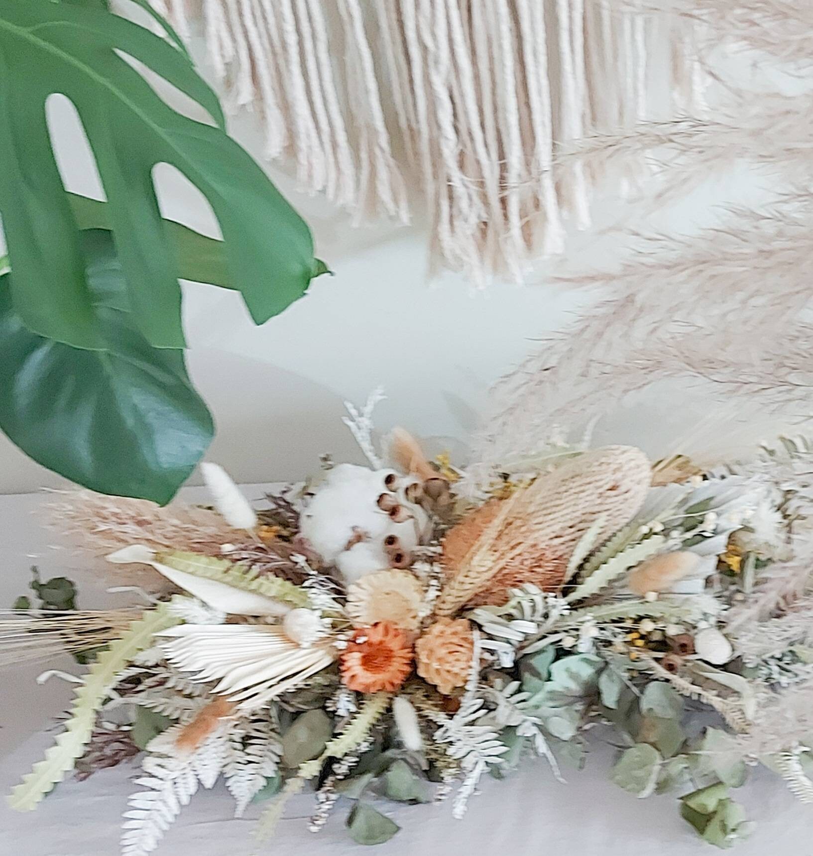 Neutral Australian Native Dried Flower Centrepiece Wedding Table Floral ...