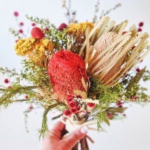 Red Dried Australian Native Flower Arrangement Bunch Bouquet Weddings ...