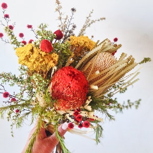 Red Dried Australian Native Flower Arrangement Bunch Bouquet Weddings ...