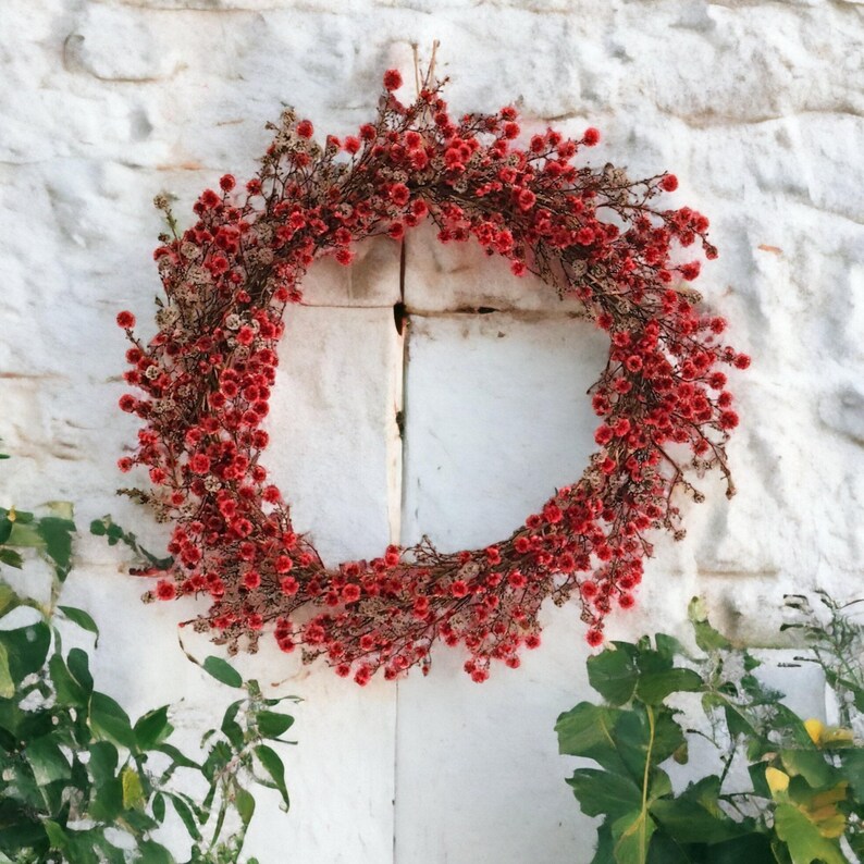 Red Berry Wreath Australian Native Dried Flower Décor Festive Holiday ...