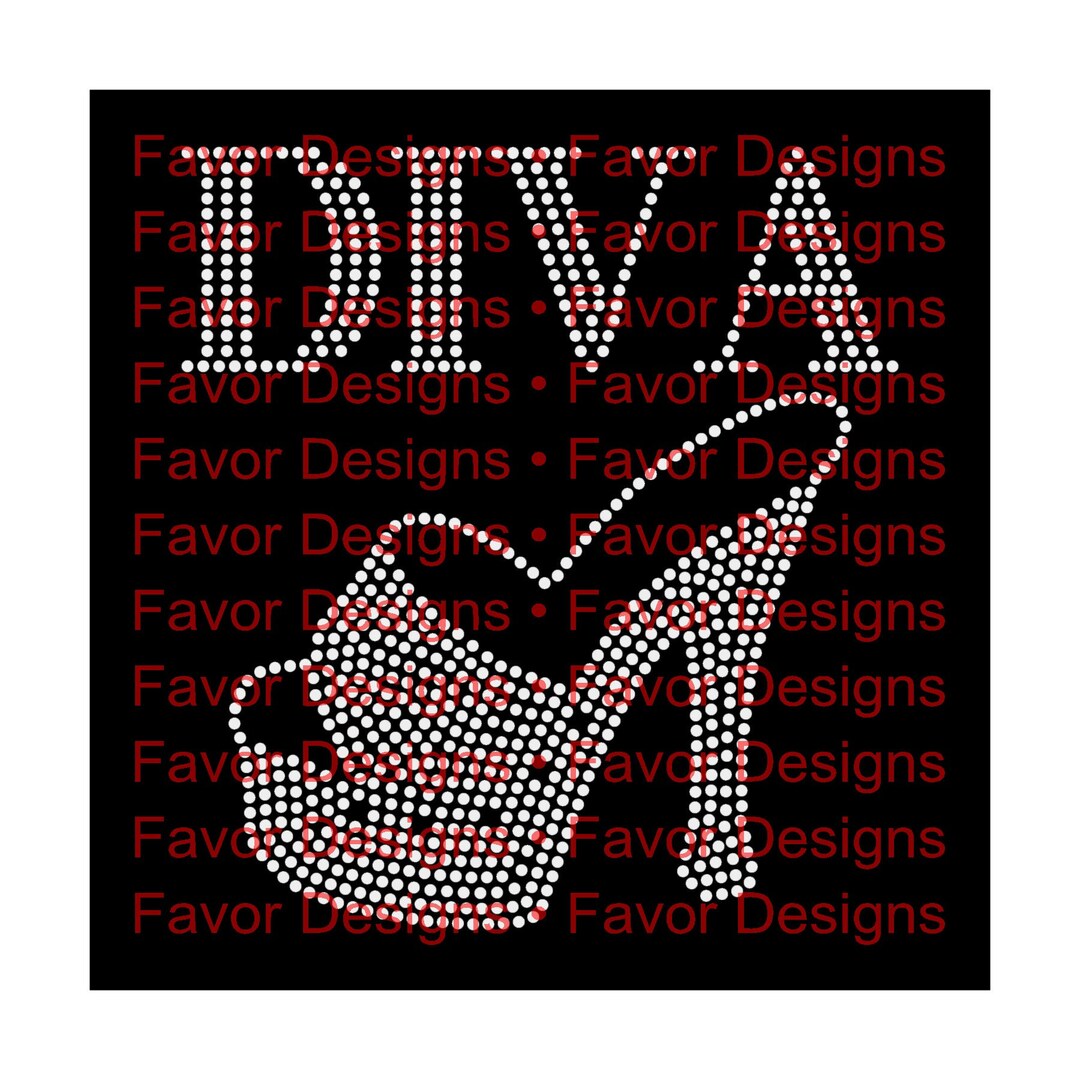 Diva Peep Toe Heel 10ss Rhinestone SVG, High Heel Svg, Diva Svg, Svg ...