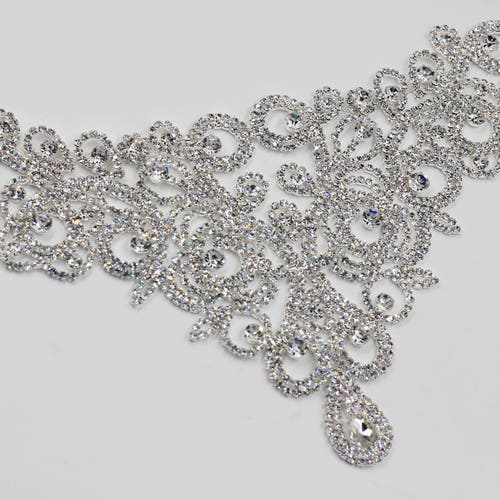 Silver Rhinestone Applique Crystal Trim Rhinestone Trim - Etsy