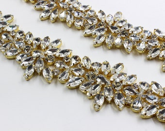 Applique trim Bridal Applique DIY Weddings trim Rhinestone | Etsy