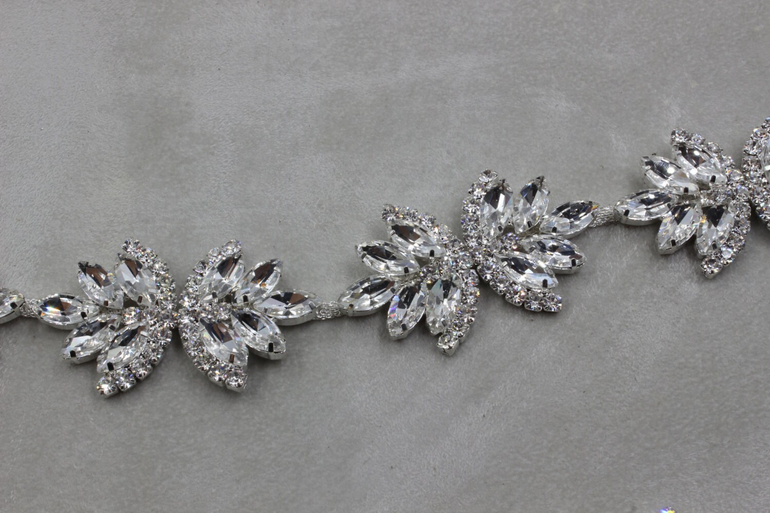 One Yard Applique Trim Bridal Applique Silver Trim Crystal | Etsy